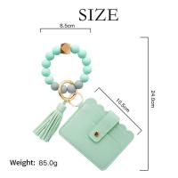 China Stylish Artificial Leather Card Holders Ladies Business Card Wallet With Keyring Bracelet for sale