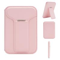 China Custom Size PU Leather Magnetic Card Holder Wallet With Phone Bracket Stand for sale