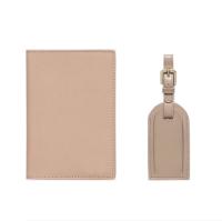 China Genuine Saffiano Leather Passport Cover Luggage Tag Set Classic Design Waterproof for sale