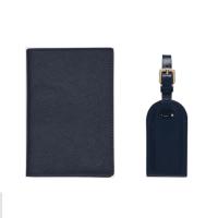 China Genuine Saffiano Leather Passport Cover Luggage Tag Set Classic Design Waterproof for sale