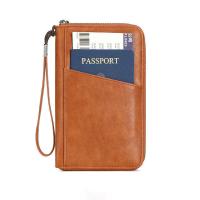 China Slim Vegan Leather Passport Cover Multifunctional Ticket Organizer With Wrist Strap for sale