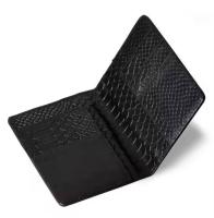 China Black Color Embossed Leather Passport Holders , Travel Ticket Holder For Mens Womens for sale