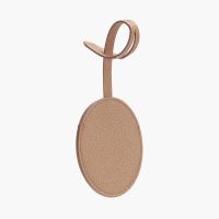 China OEM PU Leather Luggage Tags Oval Shape Custom Logo Suitcase Name Tags for sale