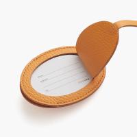 China OEM PU Leather Luggage Tags Oval Shape Custom Logo Suitcase Name Tags for sale