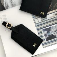 China Fully Customized Leather Luggage Labels Travel Luggage Name Tags With Privacy Cover for sale