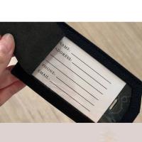 China Fully Customized Leather Luggage Labels Travel Luggage Name Tags With Privacy Cover for sale