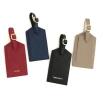 China Fully Customized Leather Luggage Labels Travel Luggage Name Tags With Privacy Cover for sale
