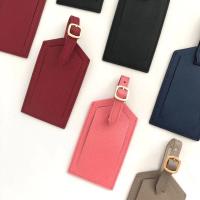 China Fully Customized Leather Luggage Labels Travel Luggage Name Tags With Privacy Cover for sale