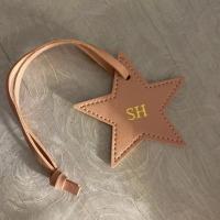 China OEM ODM Star Shape Leather Handbag Tag Vegan Luxury Leather Loop Travel Bag Tags for sale