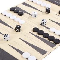 China Luxury PU Leather Backgammon Set Roll Up Board Travel Chess Games Entertainment for sale