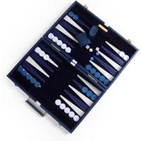 China Handmade Portable 15 18 Inch PU Leather Backgammon Set Travel Board Game With Dice Cup for sale