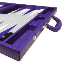 China Purple Portable PU Leather Backgammon Set Custom Size Board Game Box for sale
