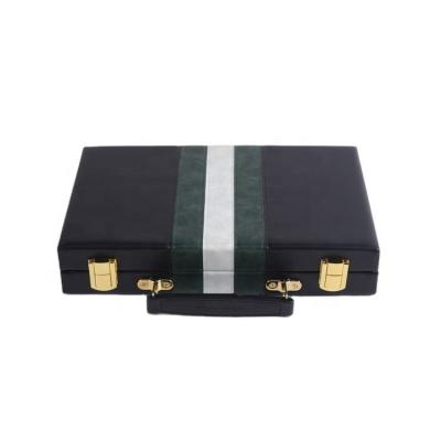 China Handmade Travel PU Leather Backgammon Set Chess Board Game Box Portable for sale