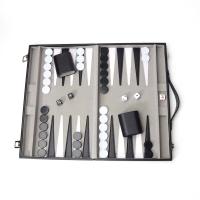 China 15 Inch Customized Leather Backgammon Set With Logo Travel Storage Case for sale