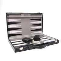 China 15 Inch Customized Leather Backgammon Set With Logo Travel Storage Case for sale