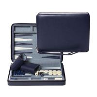 China High End Leather Backgammon Case Custom Design Handmade Zipper Travel Backgammon Set for sale