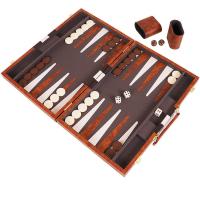 China PU Leather Backgammon Set Leather Storage Case 15 17 19 21 Inch Board Game Box for sale