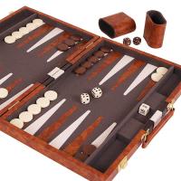 China PU Leather Backgammon Set Leather Storage Case 15 17 19 21 Inch Board Game Box for sale