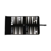China Custom Luxury Leather Travel Backgammon Roll Set With Buckle Fastening Internal Pocket for sale