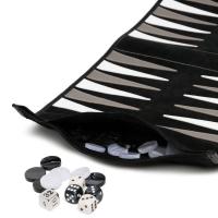 China Custom Luxury Leather Travel Backgammon Roll Set With Buckle Fastening Internal Pocket for sale