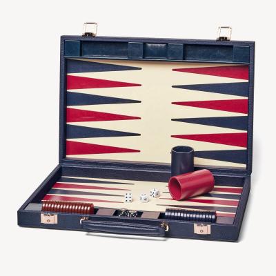 China OEM ODM Table Chess Game Wooden Leather Backgammon Board Travel Luxury Backgammon Set for sale