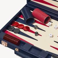 China OEM ODM Table Chess Game Wooden Leather Backgammon Board Travel Luxury Backgammon Set for sale
