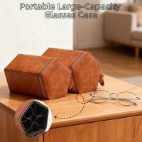 China Pentagonal Personalised Leather Glasses Cases 5 Slots Leather Eyeglass Pouch OEM for sale