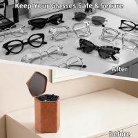 China Pentagonal Personalised Leather Glasses Cases 5 Slots Leather Eyeglass Pouch OEM for sale