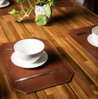 China Double Sided Luxury Genuine Leather Placemats Non Slip Waterproof Heat Resistant Table Placemats for sale