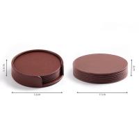 China PU Leather Drink Coasters Set Luxury Custom Logo Leather Coasters Spill Protection for sale
