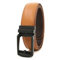 China Men's Genuine Cowhide Cow Leather Belts Automatic Ratchet Fake Pin Buckle Belt for sale