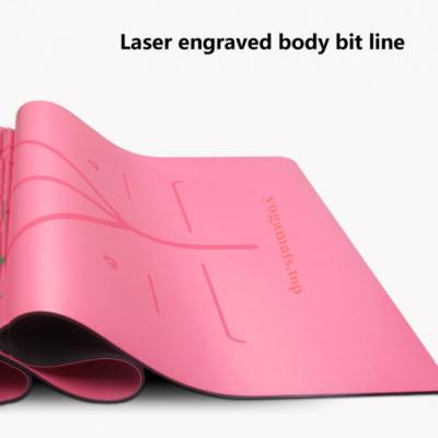China Natural Rubber Yoga Mat, Exercise Mats, Non toxic Rubber for Gym Excercise Mat with Body alignment lines, Color PINK for sale