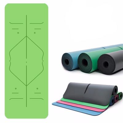 China Natural Rubber Yoga Mat, Exercise Mats, Non toxic Natural Rubber for Gym Excercise Mat with Body alignment lines Green for sale