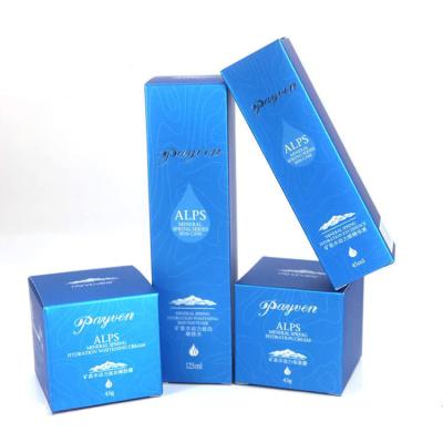 China Bespoke Luxury Cosmetic Paper Box Color Packing With Silver Stamping Logo for sale
