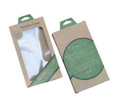 China Printed Eco Friendly Brown Kraft Paper Box With Hanger Hole For Mobile Case for sale