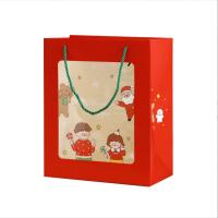 China Custom Printed Paper Carrier Bags With Clear Window For Christmas Gift for sale