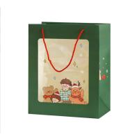 China Custom Printed Paper Carrier Bags With Clear Window For Christmas Gift for sale