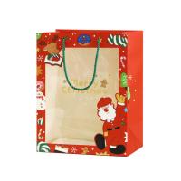 China Custom Printed Paper Carrier Bags With Clear Window For Christmas Gift for sale