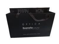 China Custom Small Black Paper Bags Online Jewellery Packaging With Gold Foil Logo for sale