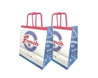 China Printed Brown Kraft Paper Lunch Bags Packaging With Flat Paper Handle Supplier for sale