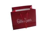 China Promotional Custom Printed Red Paper Bags Gift Package With Cotton Handle Rope for sale