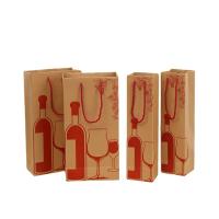 China Custom Printed Brown Kraft Paper Wine Gift Bags With Cotton Handles Bulk for sale