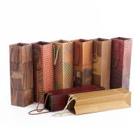 China Custom Printed Brown Kraft Paper Wine Gift Bags With Cotton Handles Bulk for sale