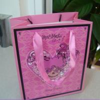 China Colored Custom Printed Recycled Paper Gift Bags With Satin Ribbon Handles Supplier for sale