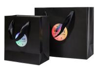 China Printed Luxury Blue Paper Carrier Bags Garment Packaging With Hologram Logo for sale