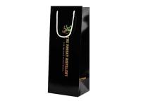 China Bespoke Printed Sizes Black Paper Carrier Bags With Spot UV Logo Twisted Handles for sale