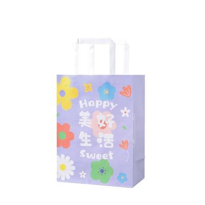 China Custom Personalized Printed White Kraft Paper Carrier Bags With Flat Handles for sale