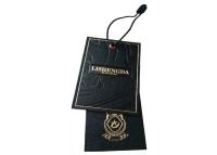 China Custom Printed Clothing Labels Paper Hangtags UV Coating Gold Foil Stamping Logo for sale