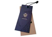 China Custom Printed Clothing Labels Paper Hangtags UV Coating Gold Foil Stamping Logo for sale