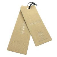 China Custom Printed Brown Texture Paper Luggage Tags Gold Foil Stamping Logo Supplier for sale